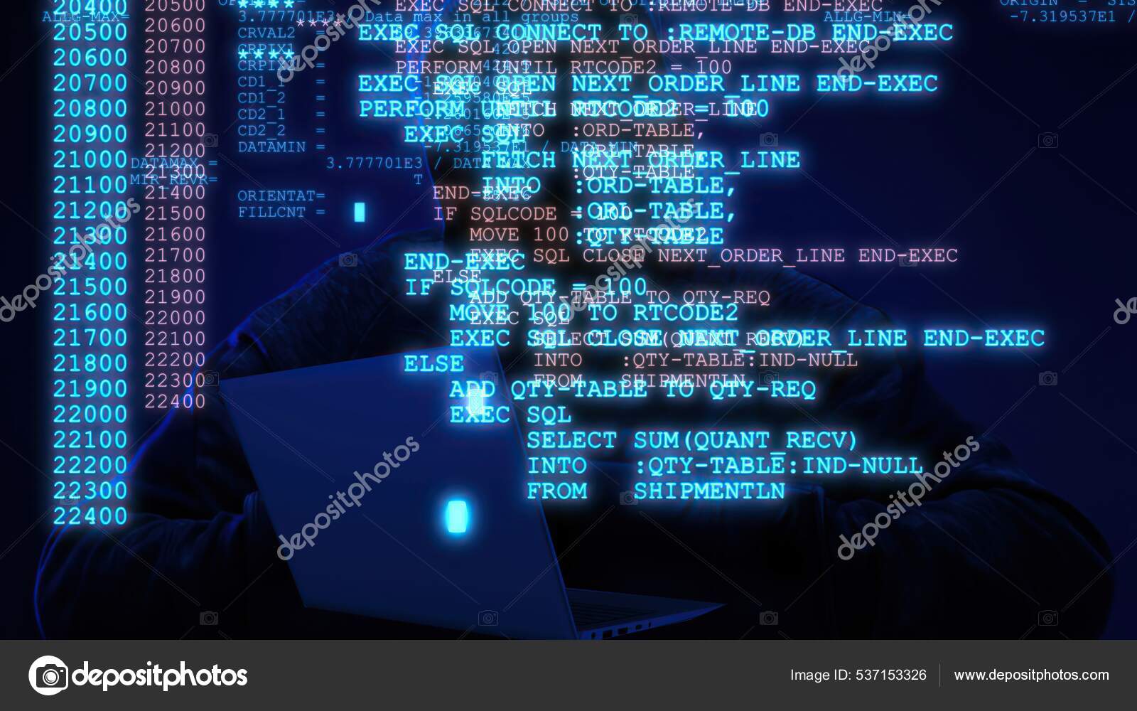 Illustration Hacker Code Running Computer Screen Terminal Stock Photo ...