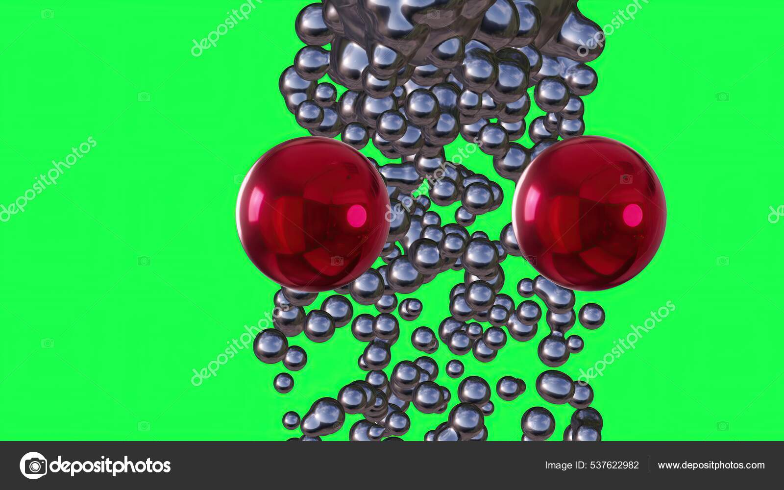Illustration Abstract Metal Metaball Green Screen — Stock Photo ...