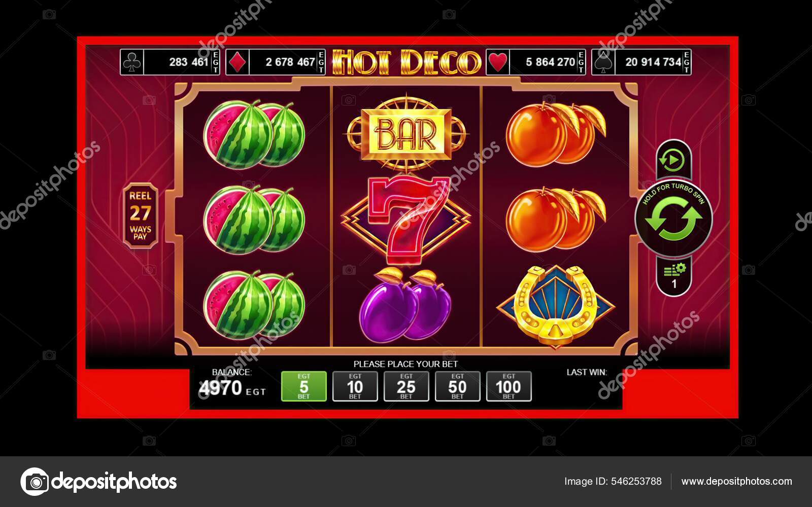 Illustration Jackpot Game Symbols Black Background — Stock Photo ...