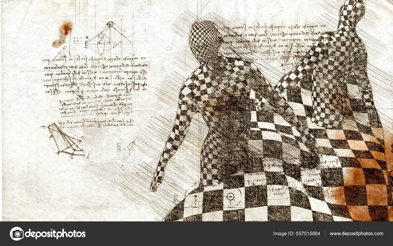 Illustration Engineering Drawing Style Leonardo Vinci Stock Photo by ...