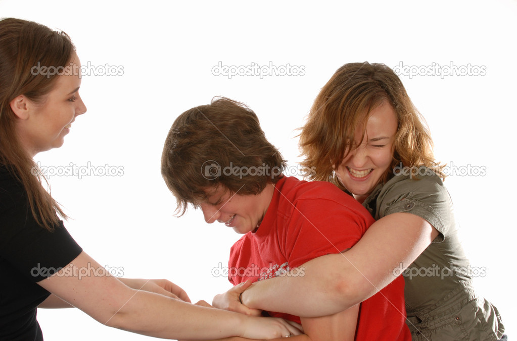 Three friends playing around — Stock Photo © willeecole #24160721