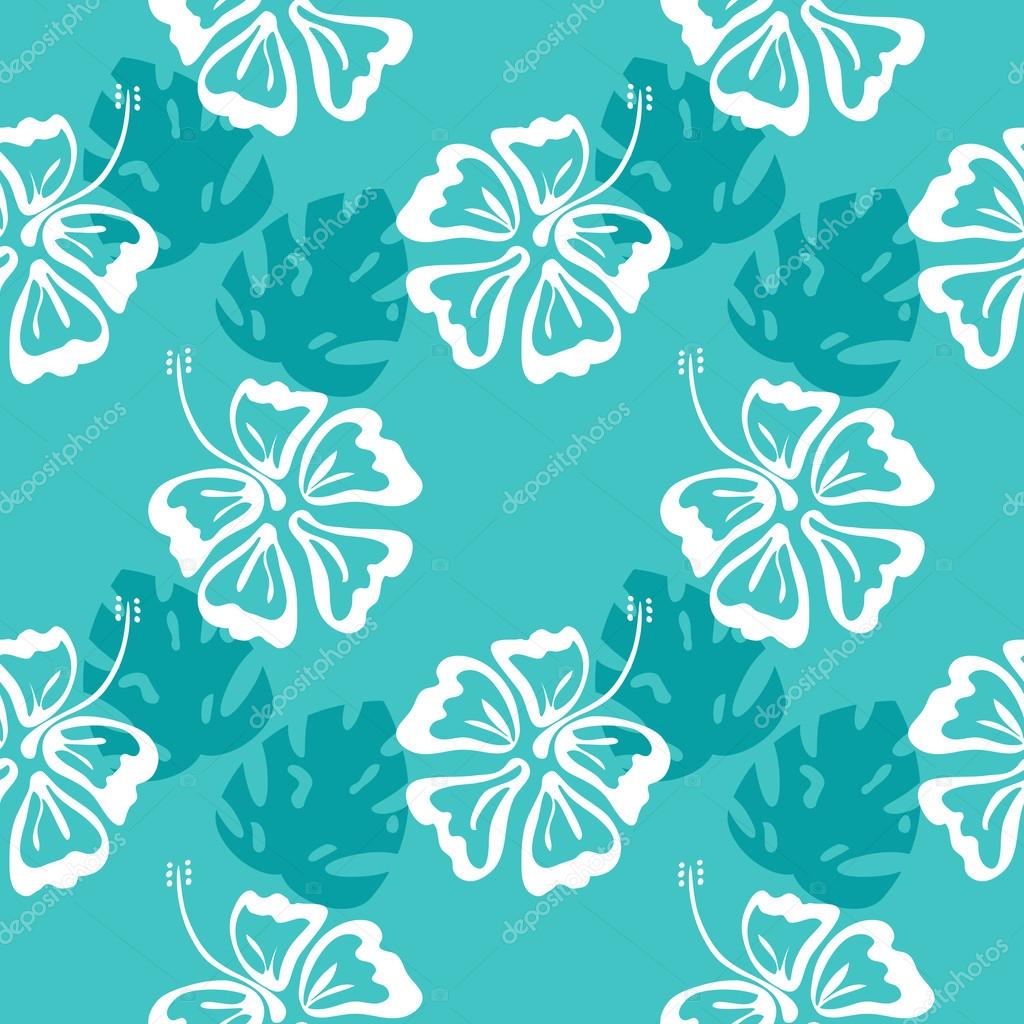 Hibiscus silhouette pattern blue — Stock Vector © lena.livaya #25141625