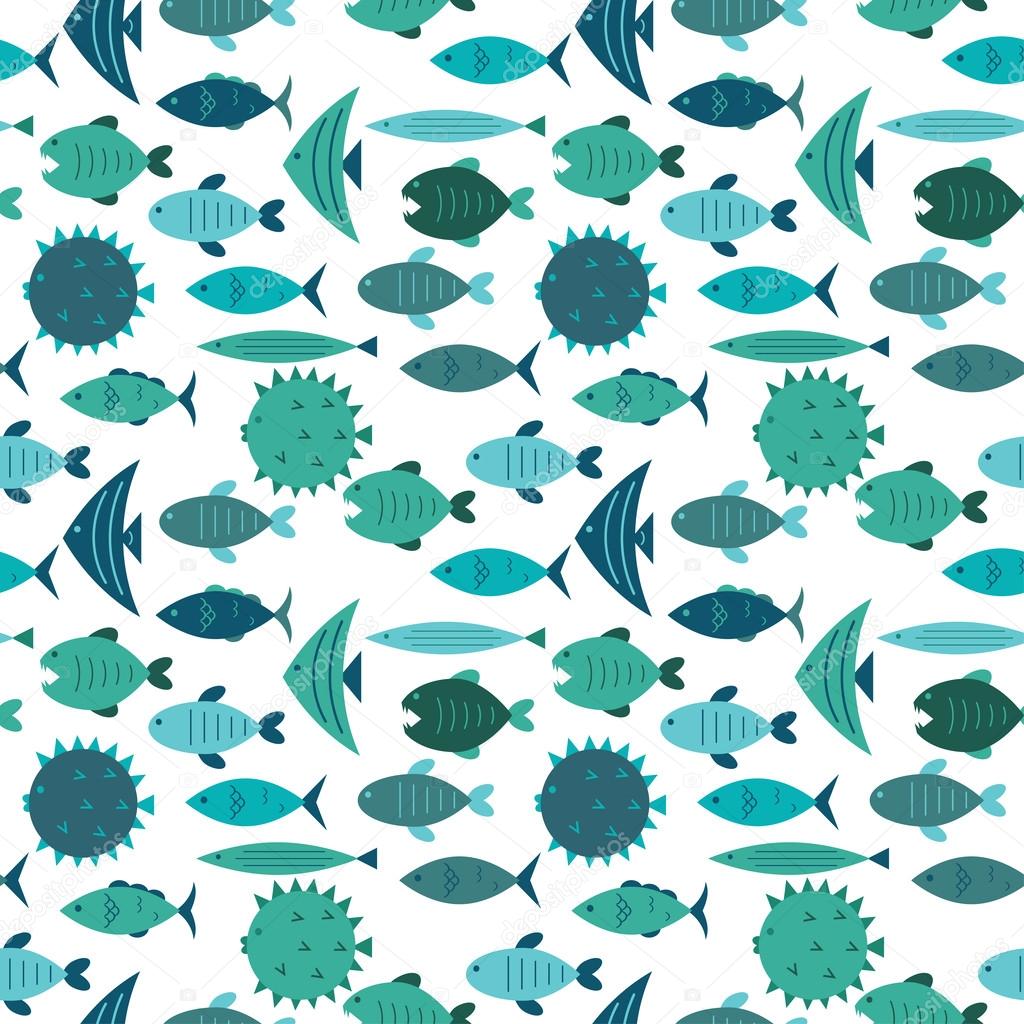 Fish pattern blue Stock Vector by ©lena.livaya 43760675