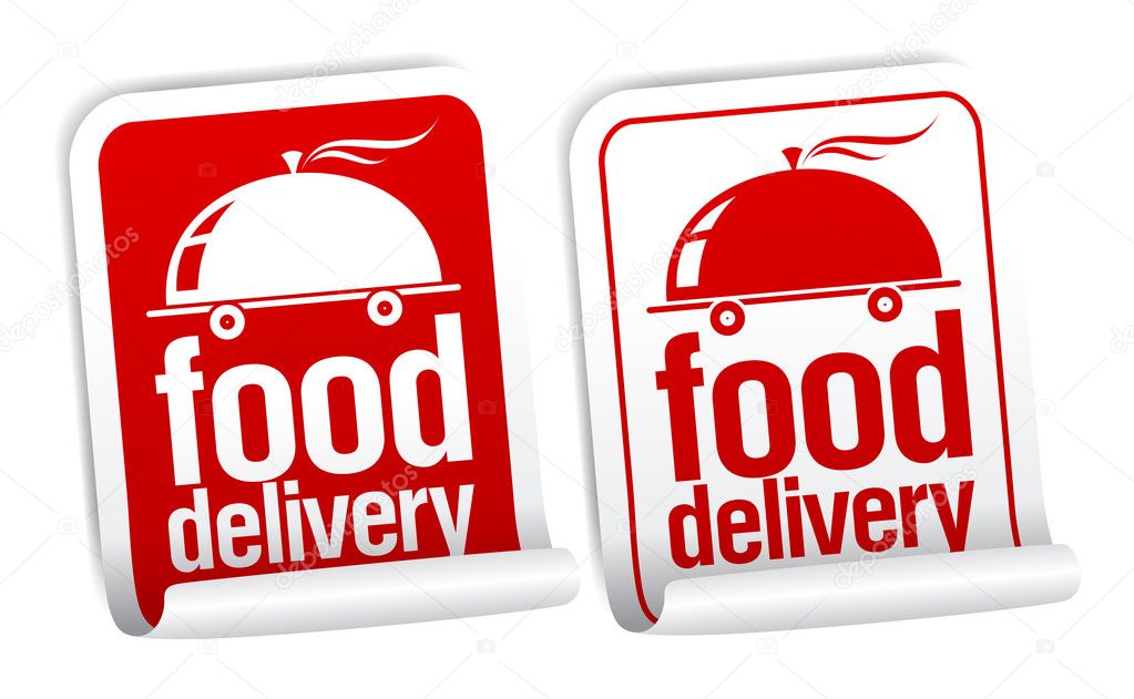 Food delivery stickers. — Stock Vector © slena #14210830