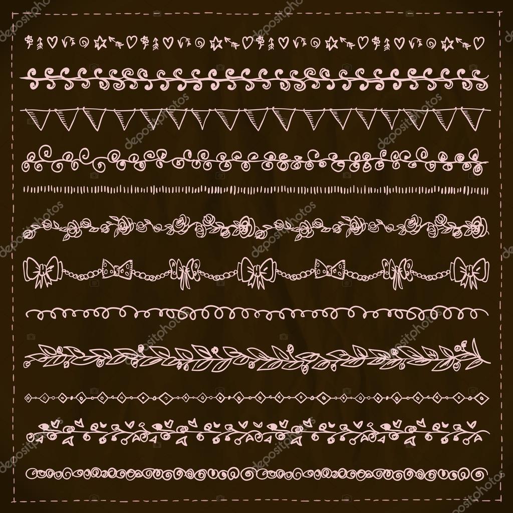 Hand-drawn graphic line borders. — Stock Vector © slena #40029977