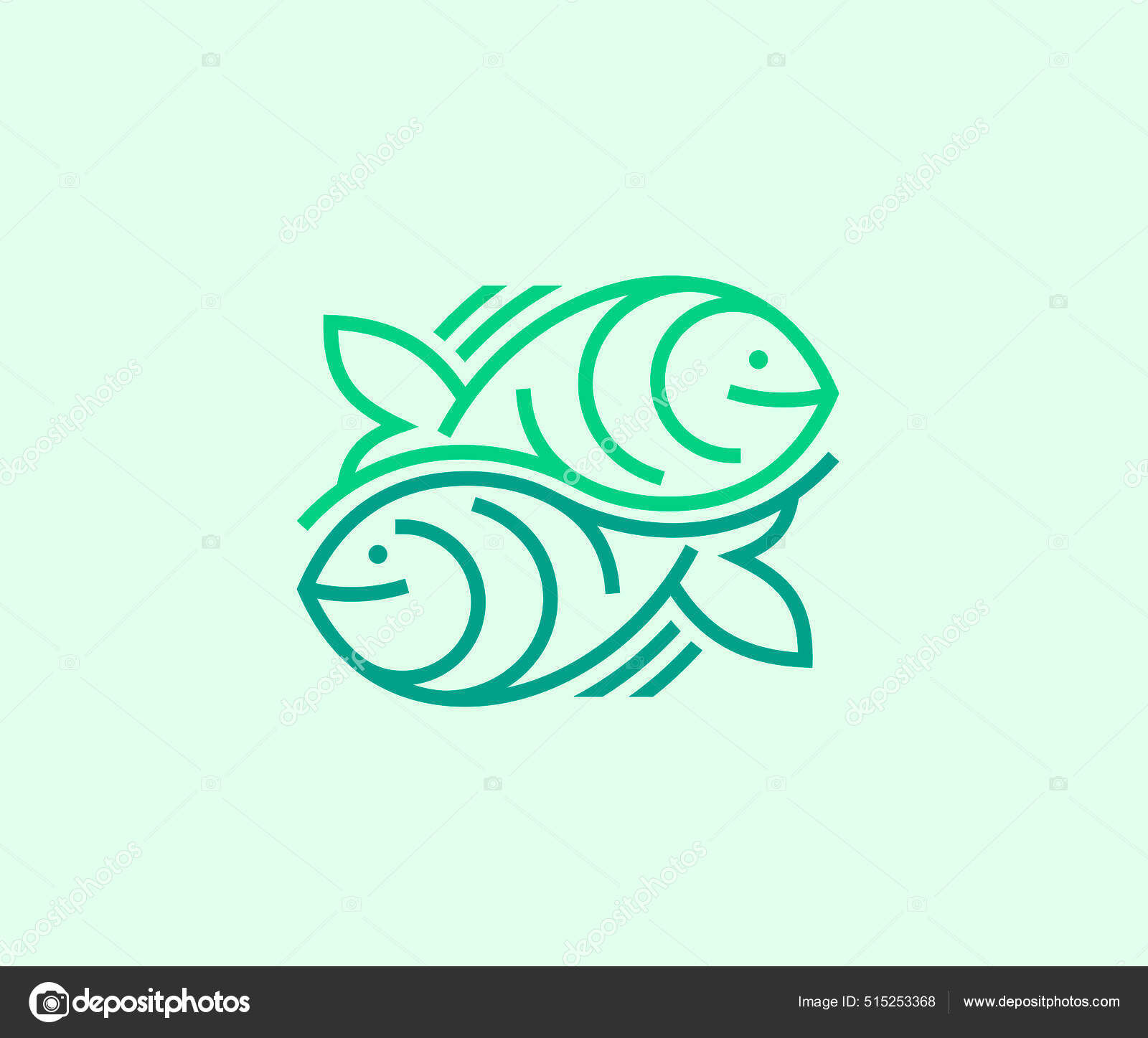 Two Fishes Symbol Logo Template Vector Illustration Stock Vector Image ...