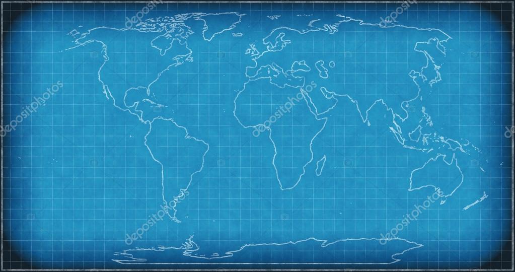 World map on blueprint. — Stock Photo © Kasza #43440561