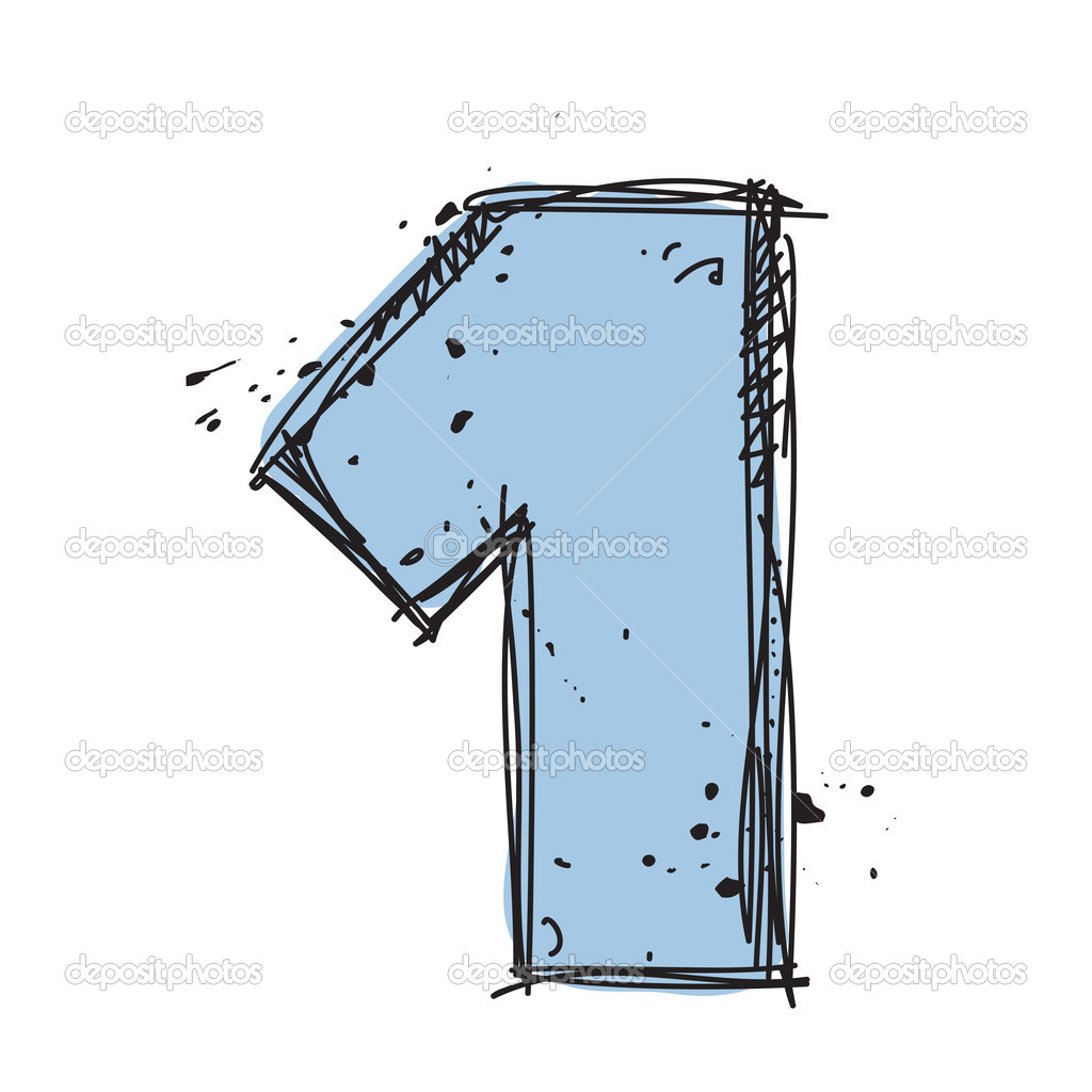 Número 1 en estilo de boceto. Ilustración vectorial vector, gráfico ...