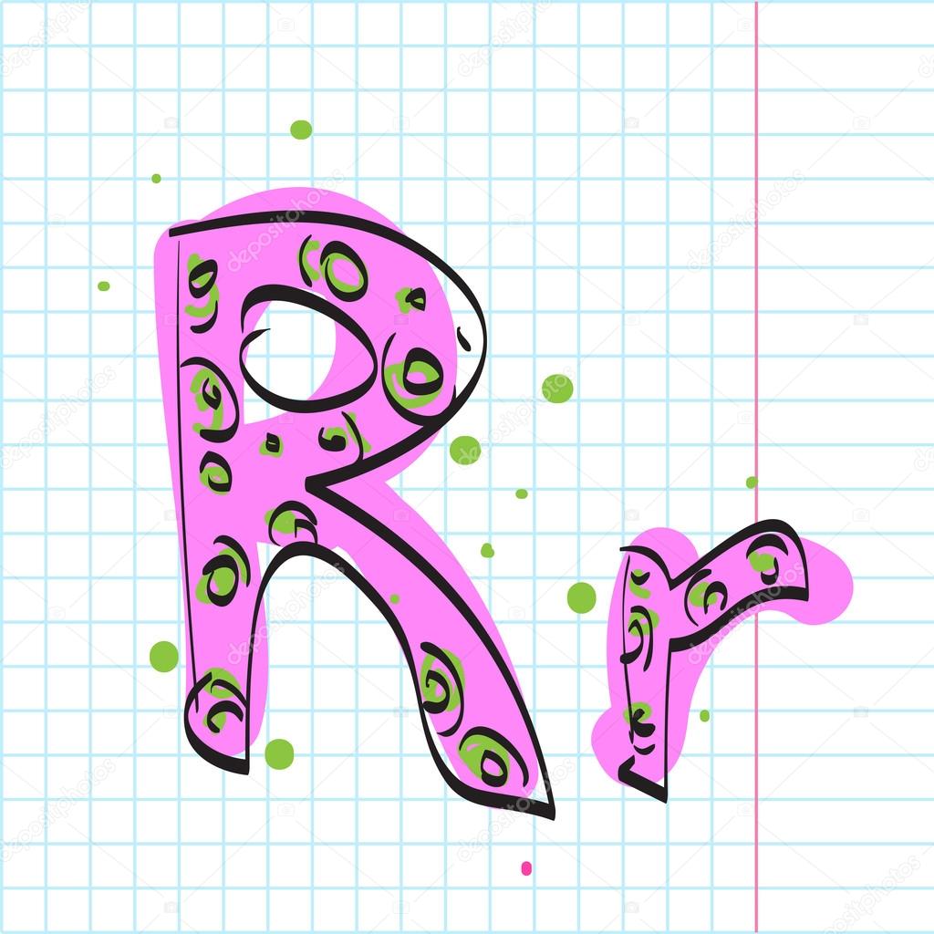 Letra r del alfabeto de caramelo sobre un fondo-libro-escritura ...