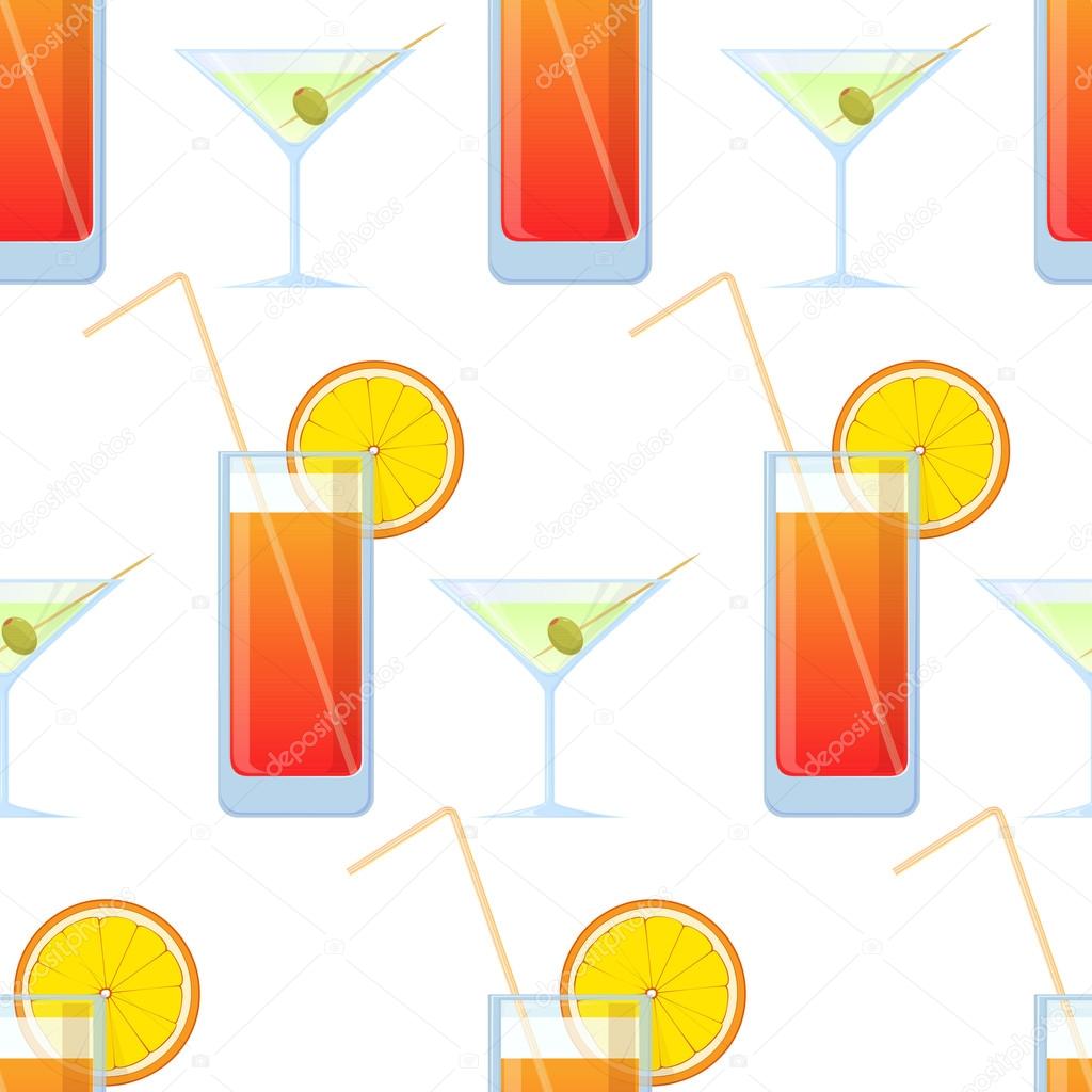 Vector seamless texture with cocktails and martini. Stock Vector Image ...