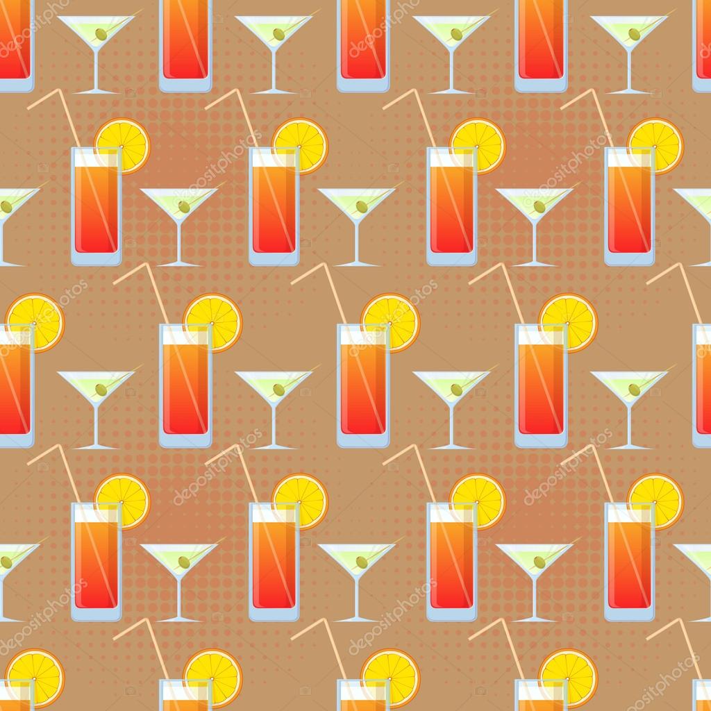 Vector seamless texture with cocktails and martini. Stock Vector Image ...
