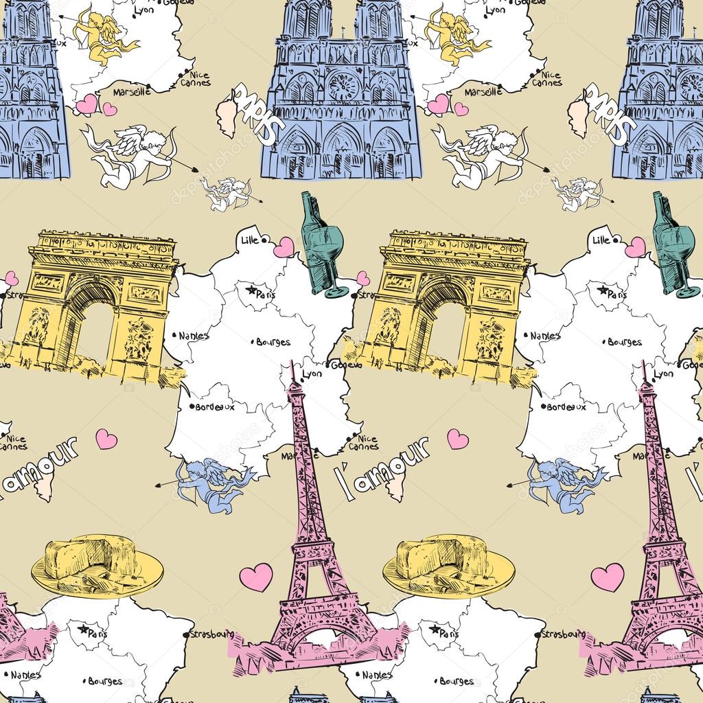 Vector seamless texture with french motive. Stock Vector Image by ©R ...