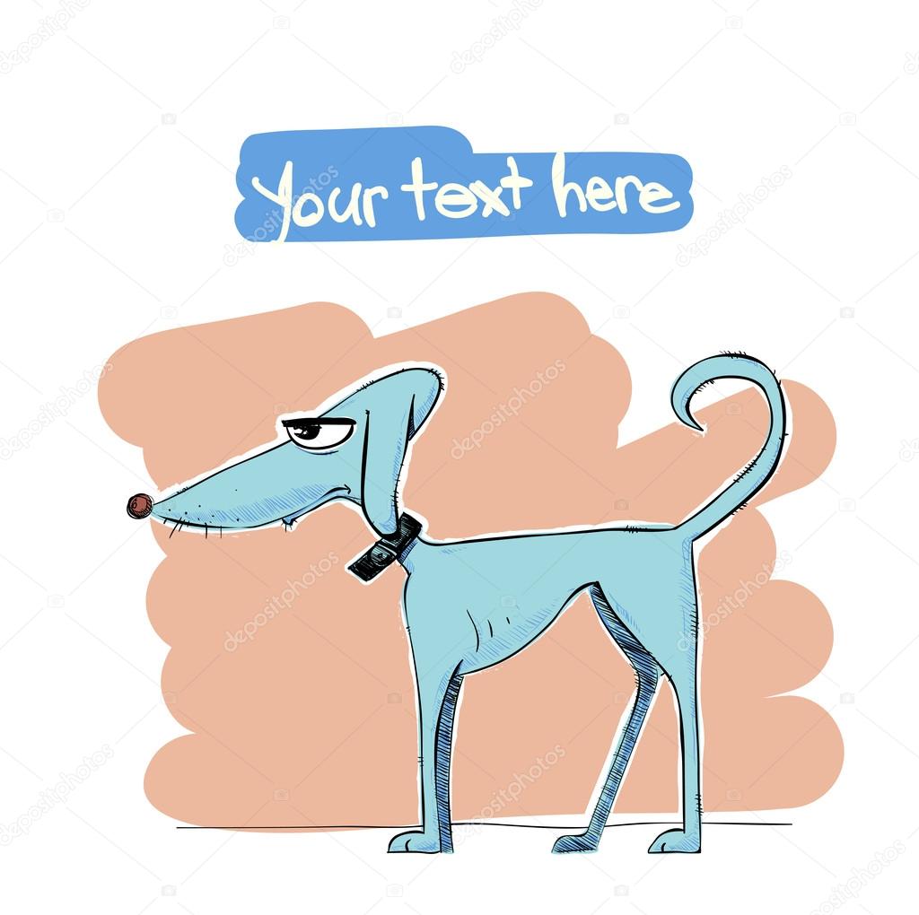Vector illustration with text and funny cartoon dog character. Stock ...