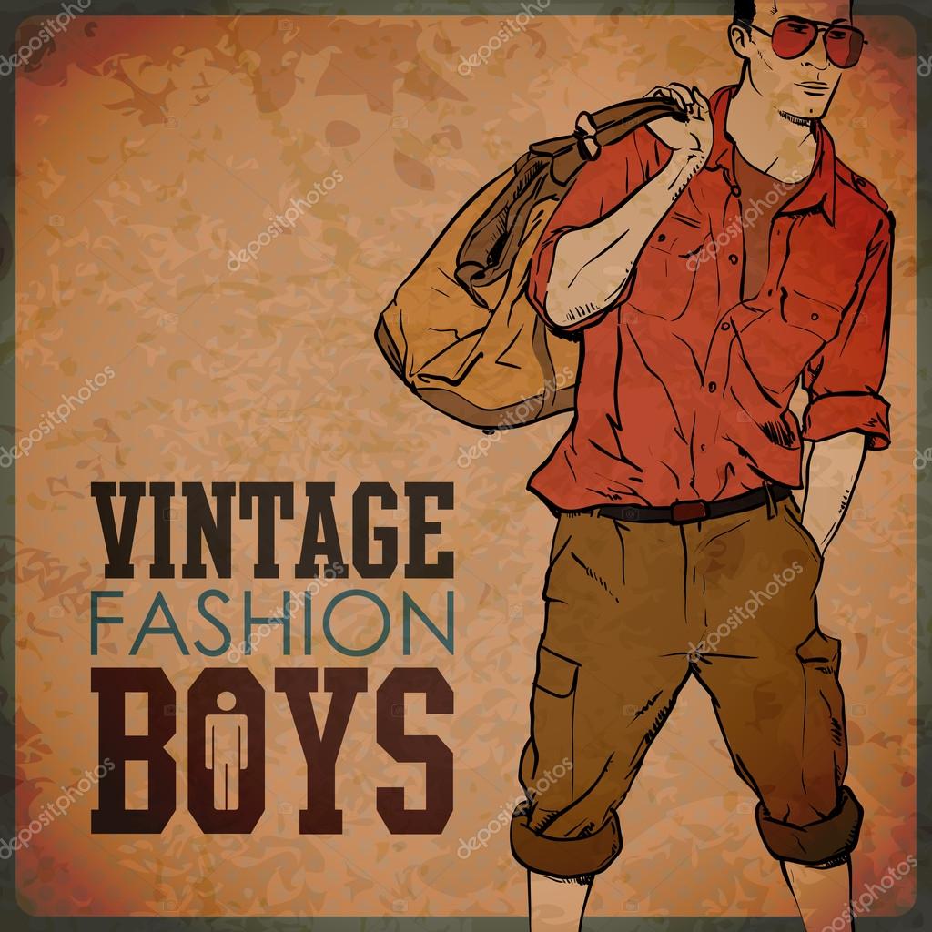 Vintage background with stylish dude. Stock Illustration by ©R_lion_O ...