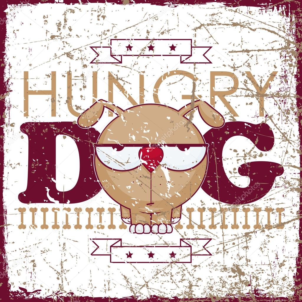 Vintage scratched background with cute cartoon dog. Stock Vector Image ...