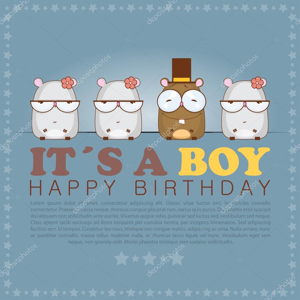 Funny happy birthday greeting card with cute cartoon hamsters Stock ... Funny happy birthday greeting card with cute cartoon hamsters Stock ...