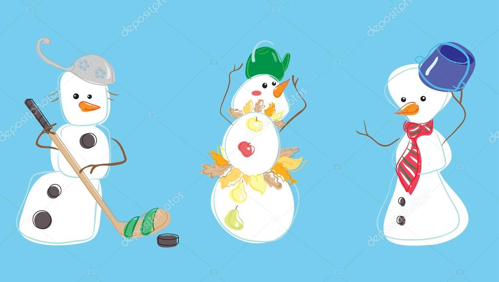 Three snow mans Stock Vector Image by ©jkbunny #13925212