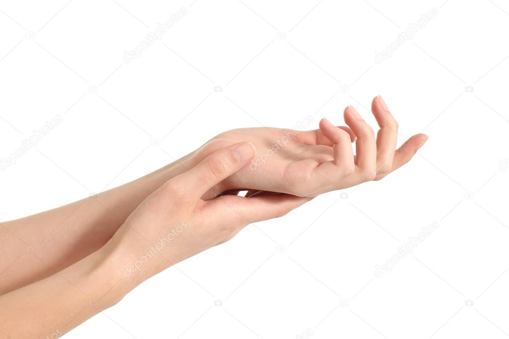 Beautiful woman hands rubbing — Stock Photo © AntonioGuillemF #22426289