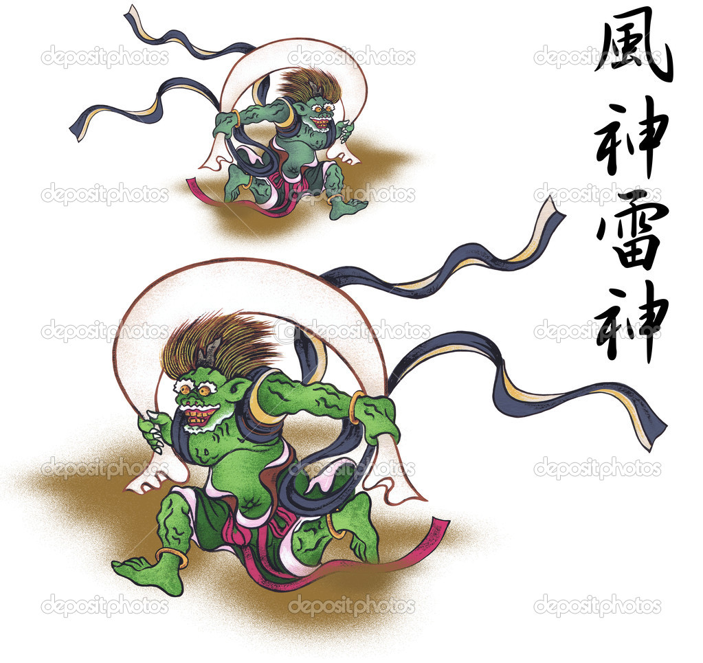 The god of the wind and the god of thunder, Stock Illustration by ...