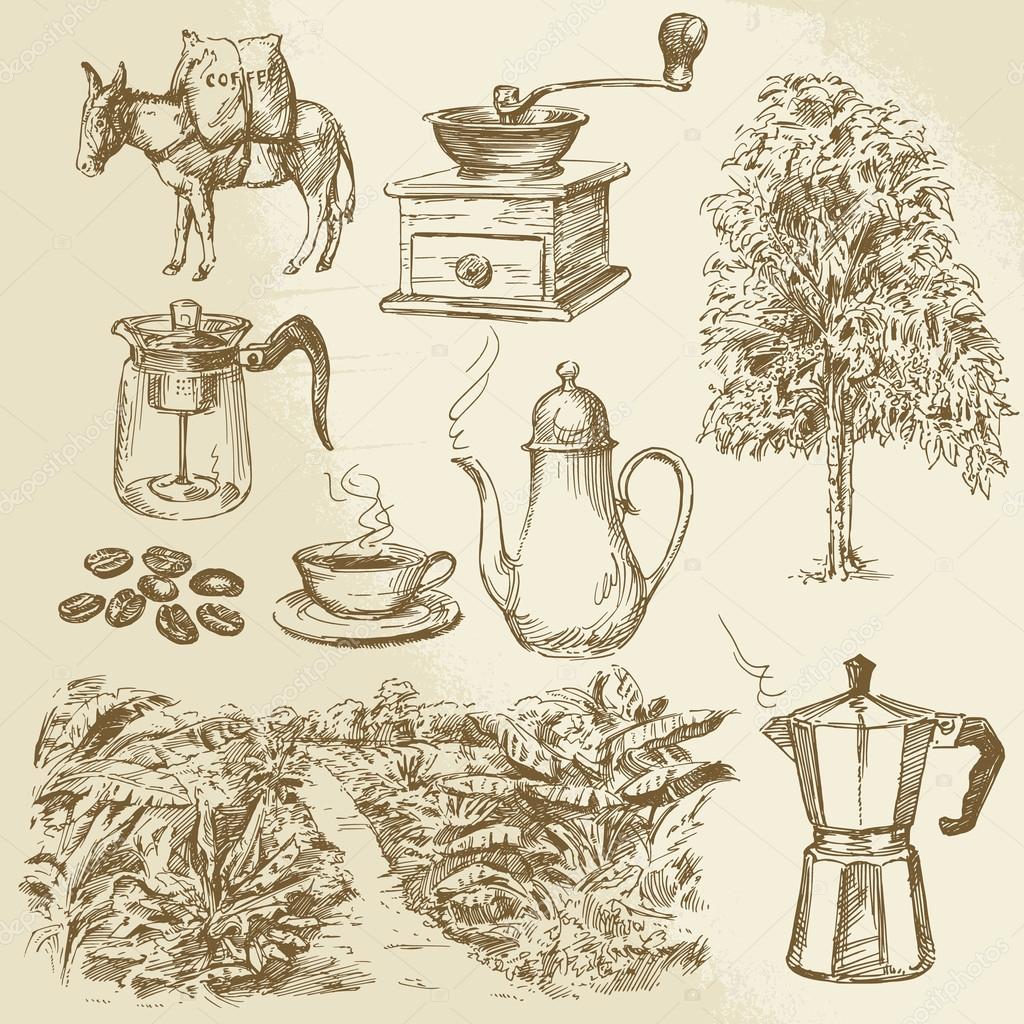 Coffee collection - hand drawn vector illustration Stock Vector by ...