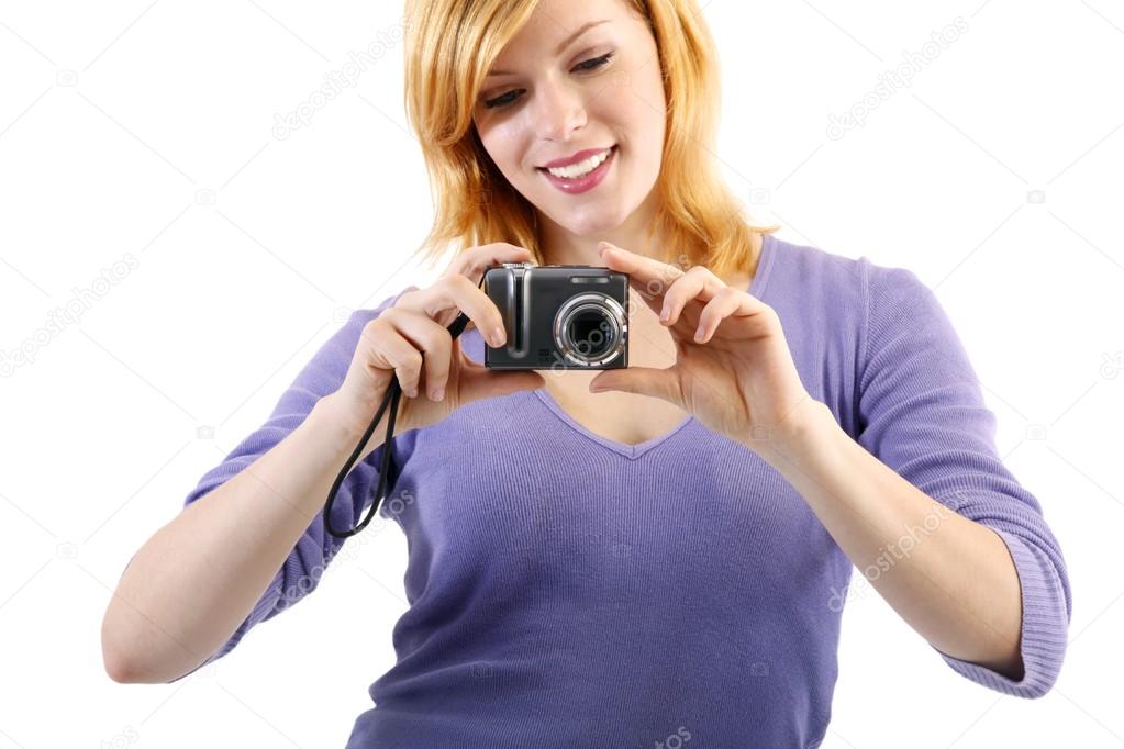 Young beautiful woman with a camera Stock Photo by ©Knut_Wiarda 16517857