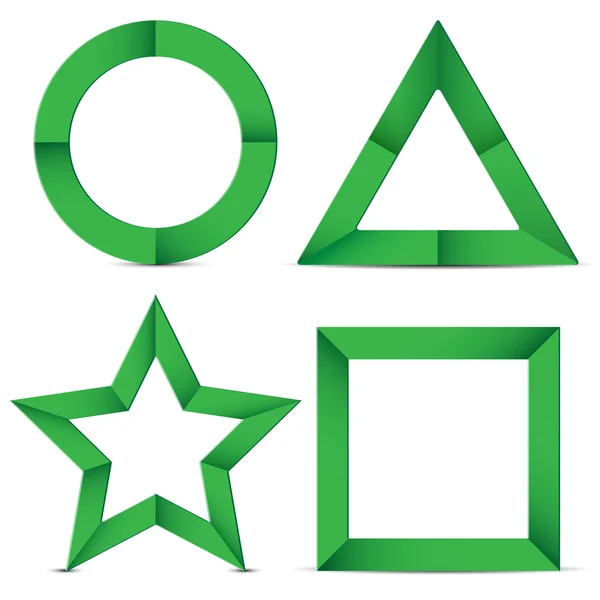 Conjunto de formas geométricas de color verde en un background.sha ...