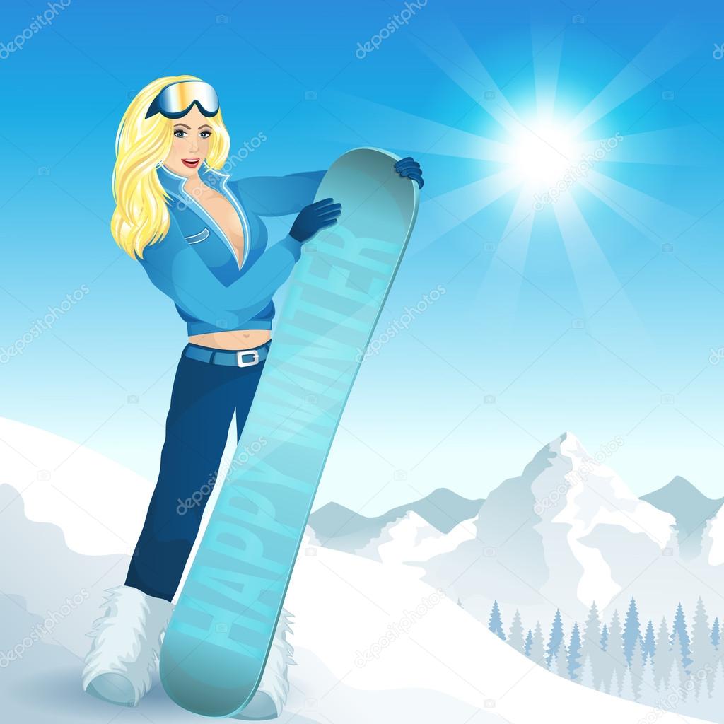 Snowboarding Vector Girl