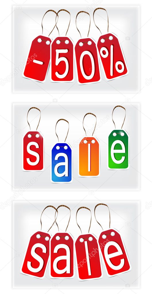 Red and multi-colored signs made of paper. Set Stock Vector Image by ...