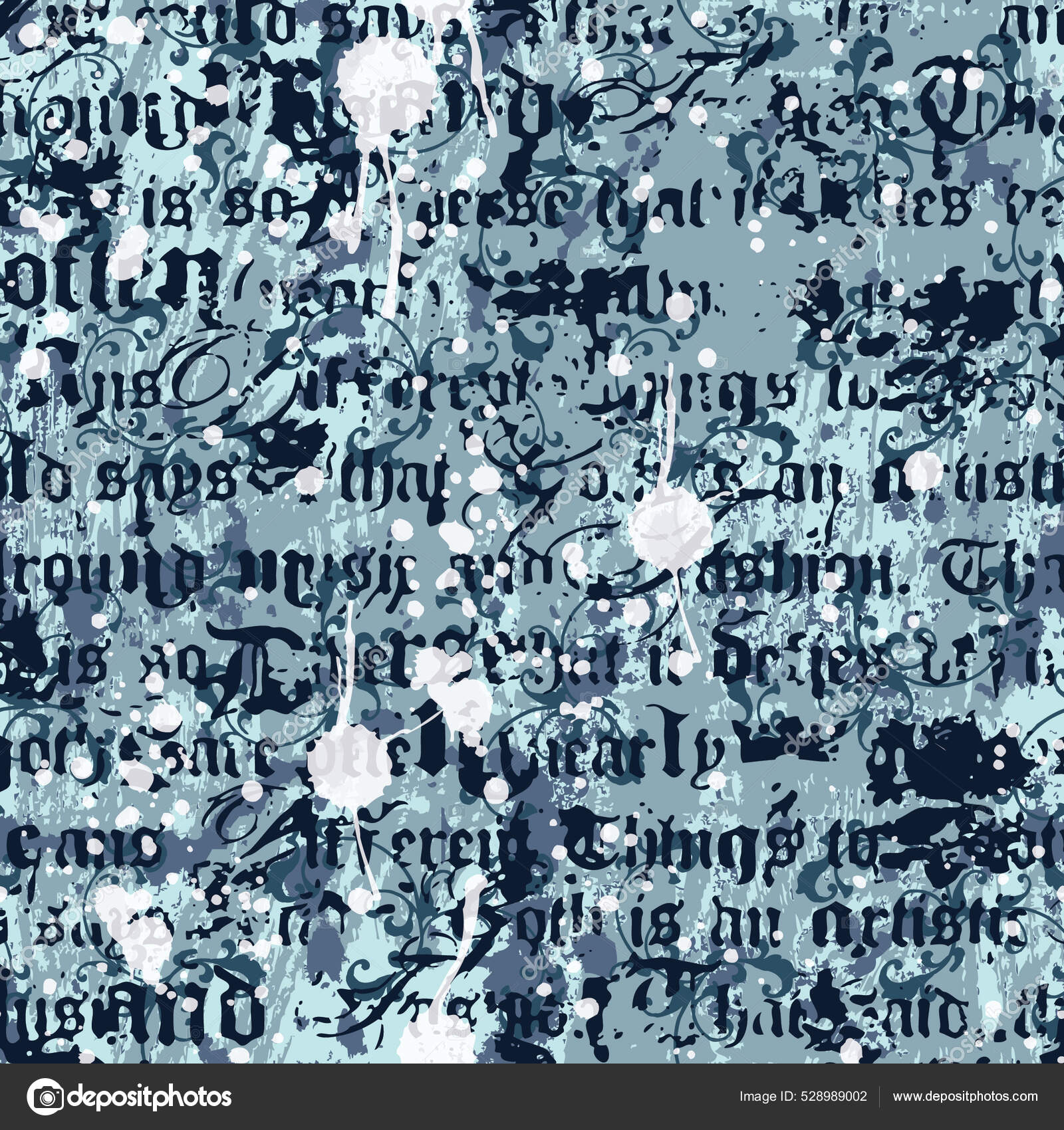 Blue Gothic Sign Arabesque Urban Graffiti Abstract Grunge Vector ...