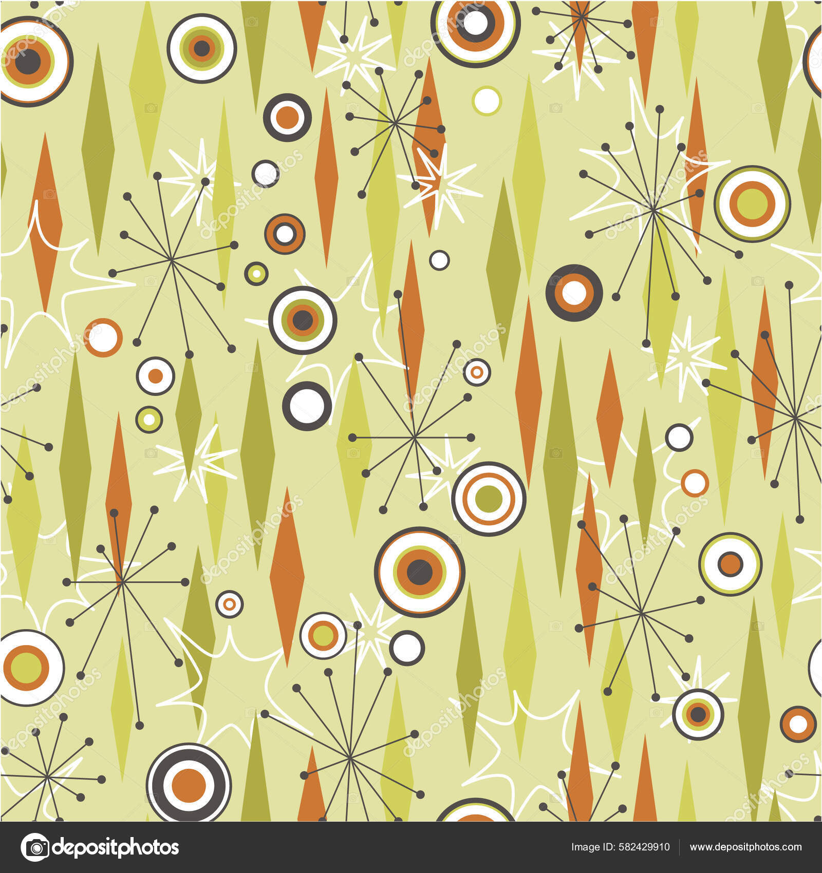 Atomic Age Fifties Fabric Wallpaper Vector Seamless Pattern Stock ...