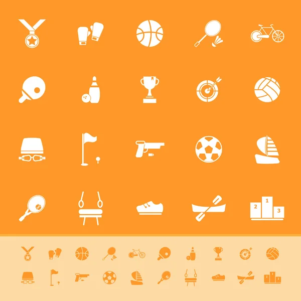 Sport game athletic color icons on orange background - Stock Image ...