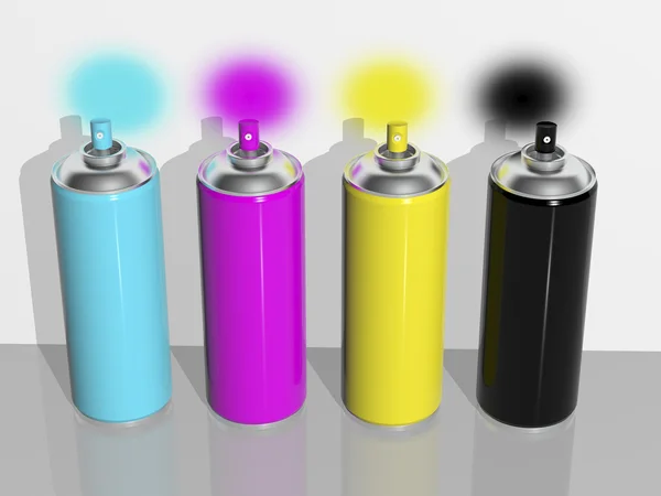 Set of rainbow paint spray cans — Stock Photo © scanrail #7038101