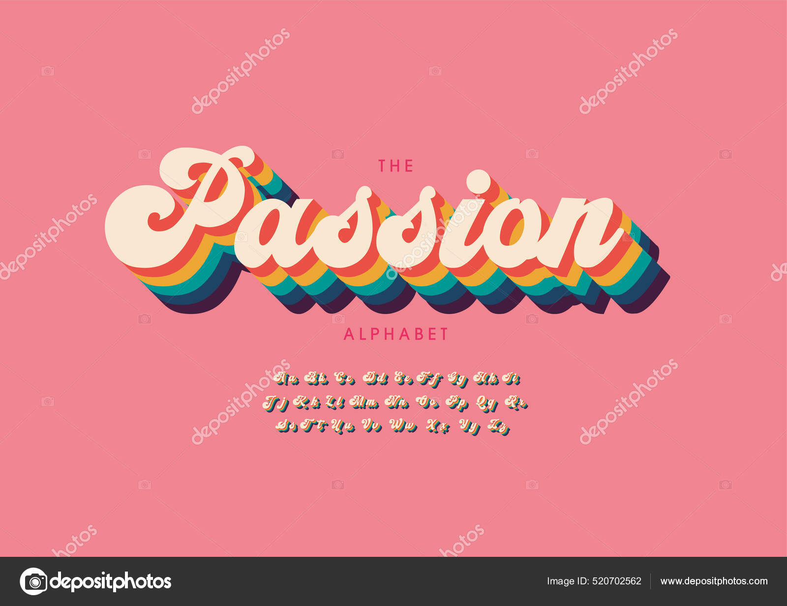 Estilizada Pasión Alfabeto Fuente Vector Ilustración Vector de stock ...