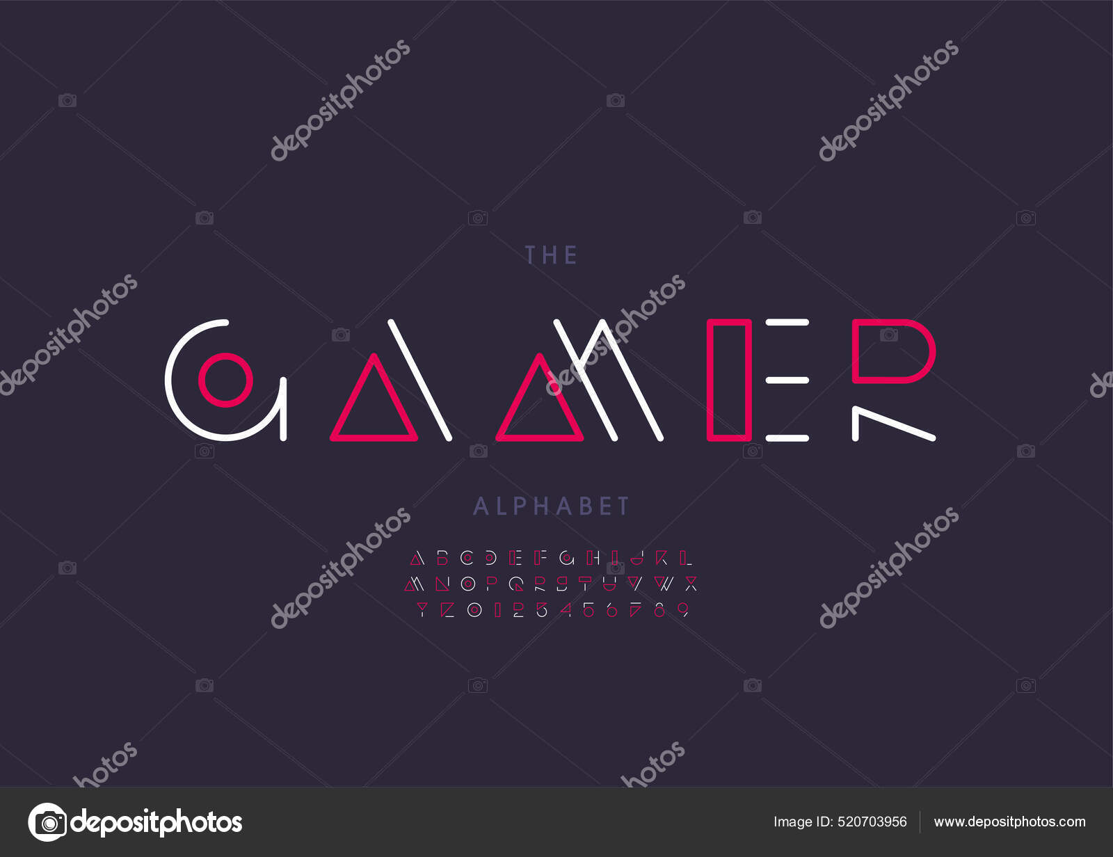 Estilo Gamer Alfabeto Fuente Vector Ilustración Vector de stock ...