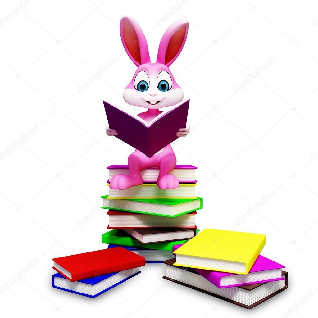 Bunny Reading A Book Clipart