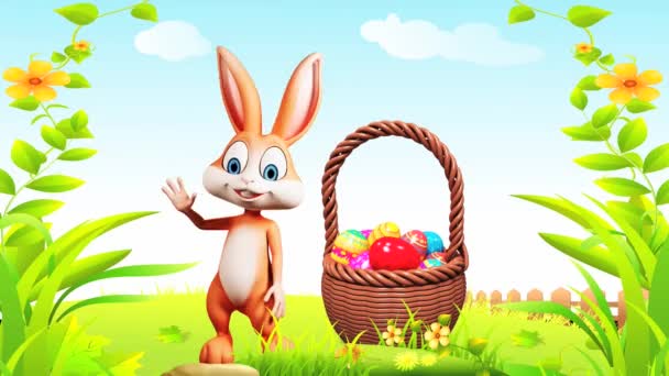 Vector Illustration Cartoon Rabbit Holding Easter Basket Stock Vector ...