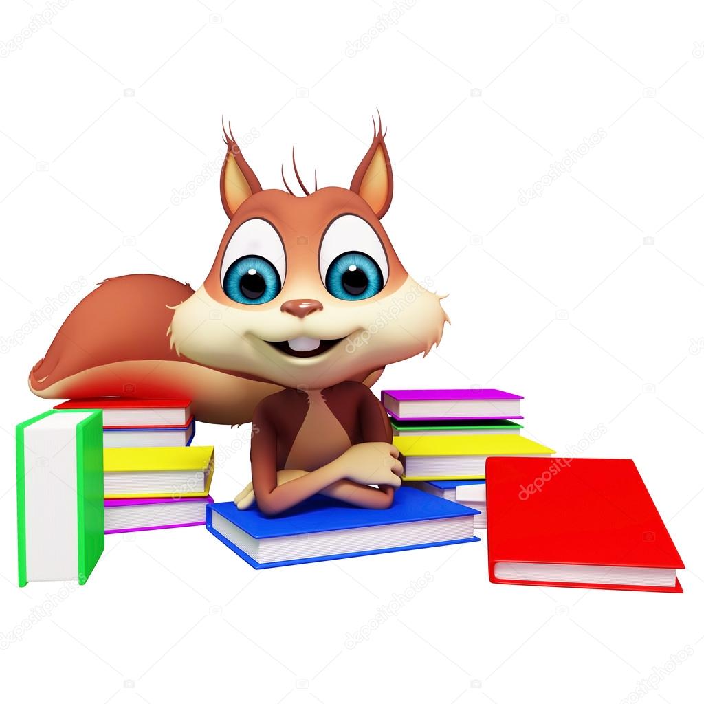 Illustration of squirrel and books Stock Illustration by ©pixologic ...