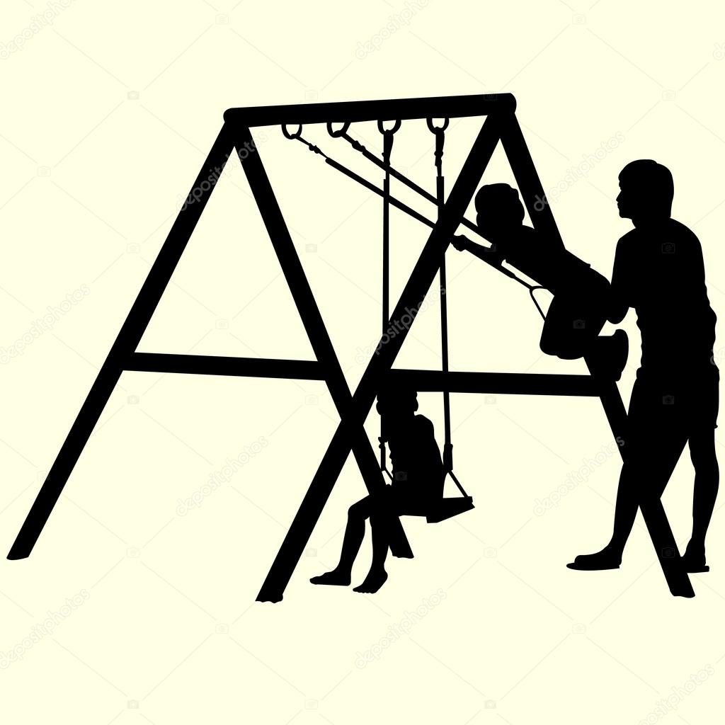 Children on Swings silhouettes vector — Stock Vector © attaphongw #31674277