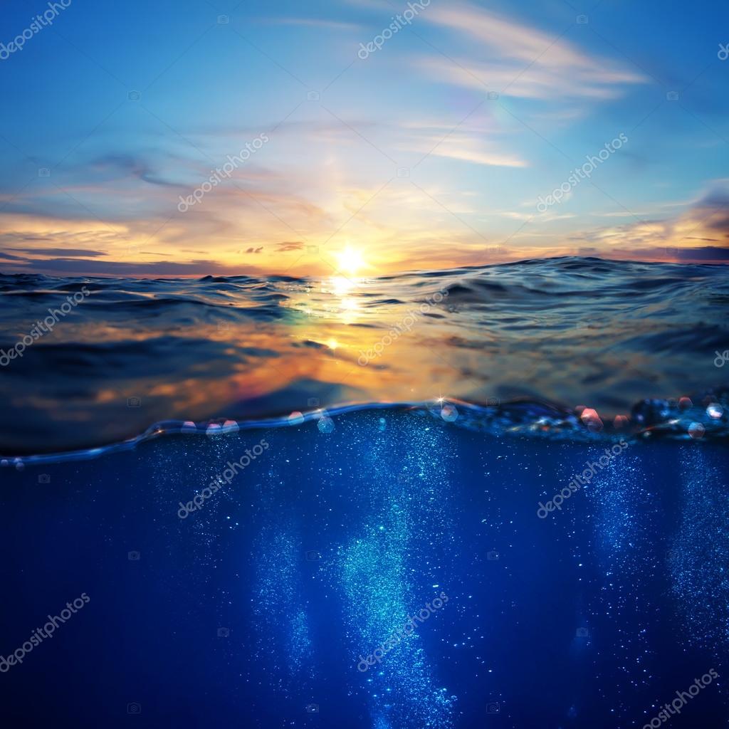 Splitted underwater sunset wet template — Stock Photo © vitaliy_sokol ...