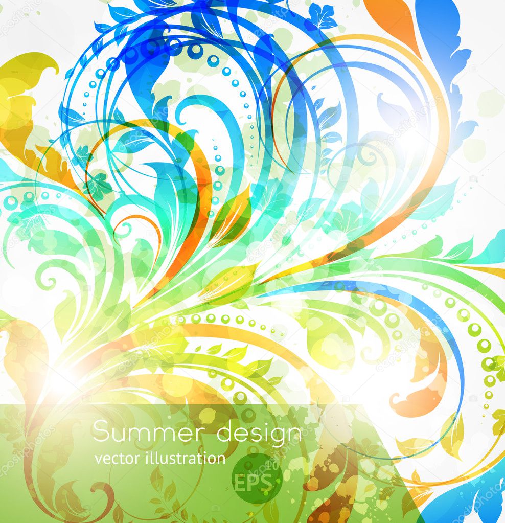 Floral summer design elements with sun shine Stock Vector Image by ...