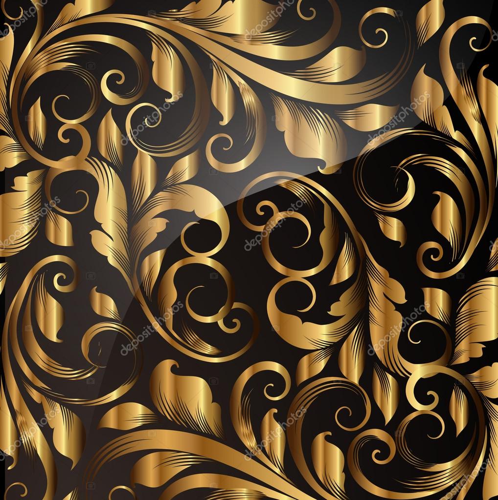 Seamless wallpaper pattern gold, vector Stock Vector Image by ©Ozerina ...