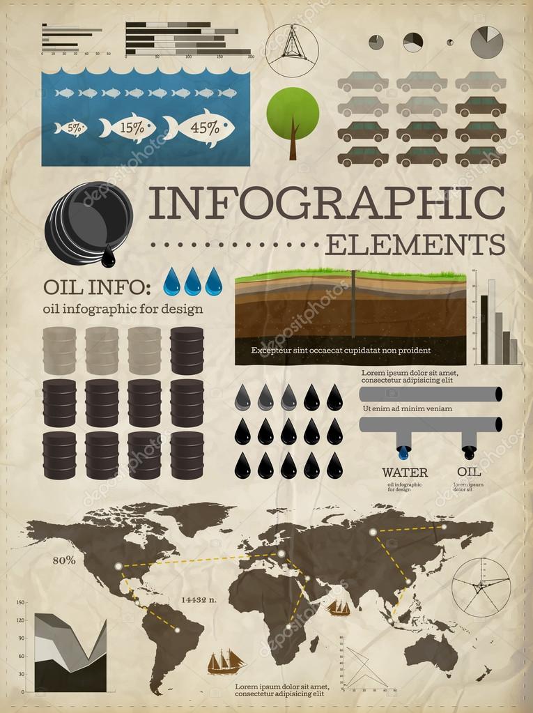 Set of infographics elements. Old paper texture . Vintage style design ...