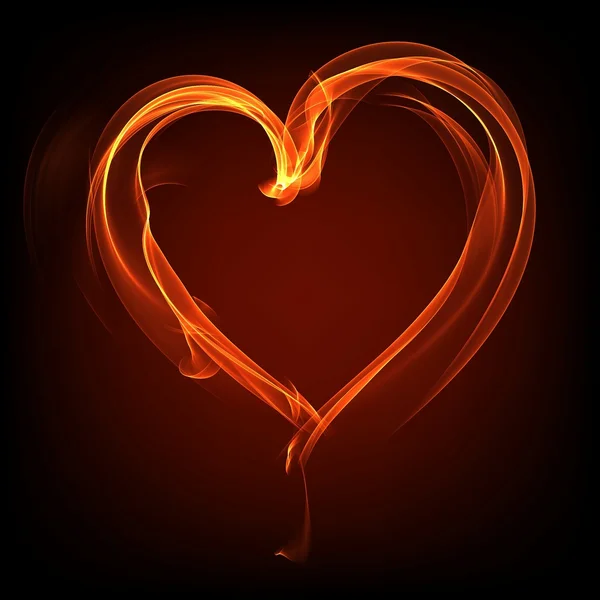 Broken fire heart | Broken fire heart symbol made of fire — Stock Photo ...