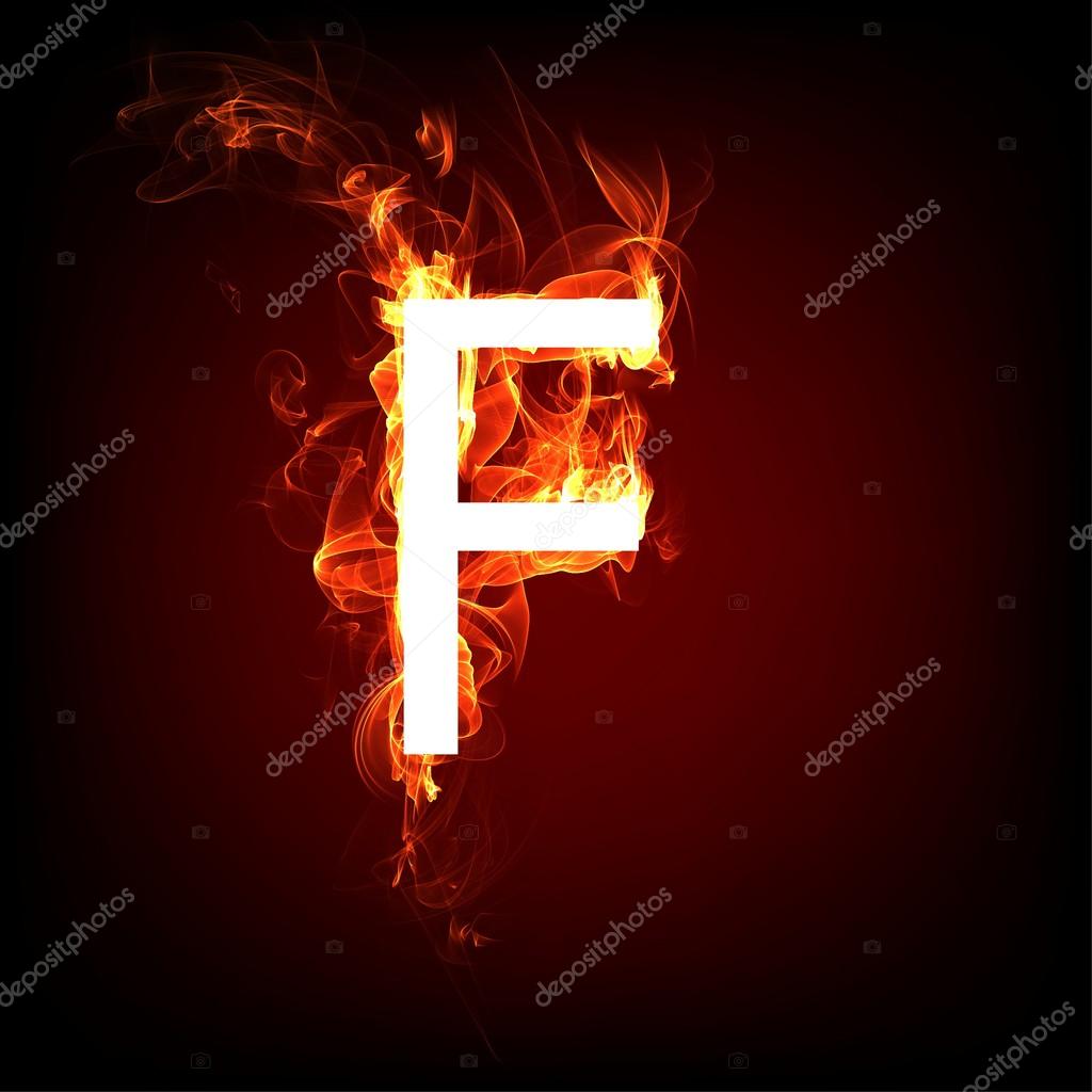 Fiery font for hot flame design. Letter F — Stock Photo © Ozerina #18074897