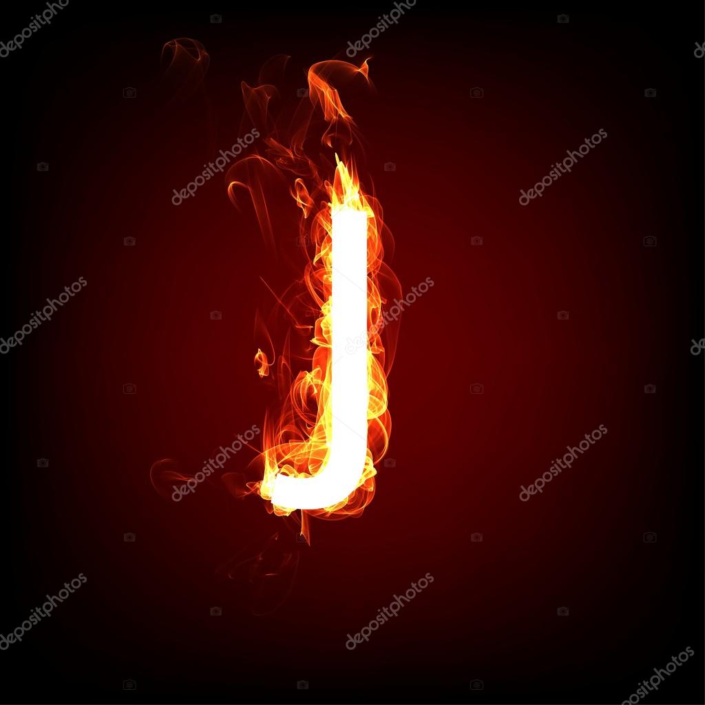 Fiery font for hot flame design. Letter J — Stock Photo © Ozerina #18075387