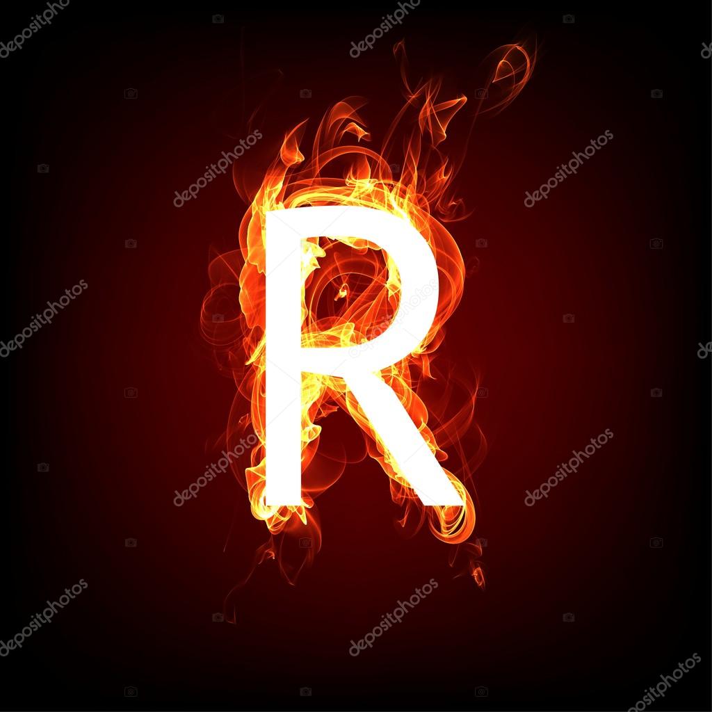 Letter R In Red Fire