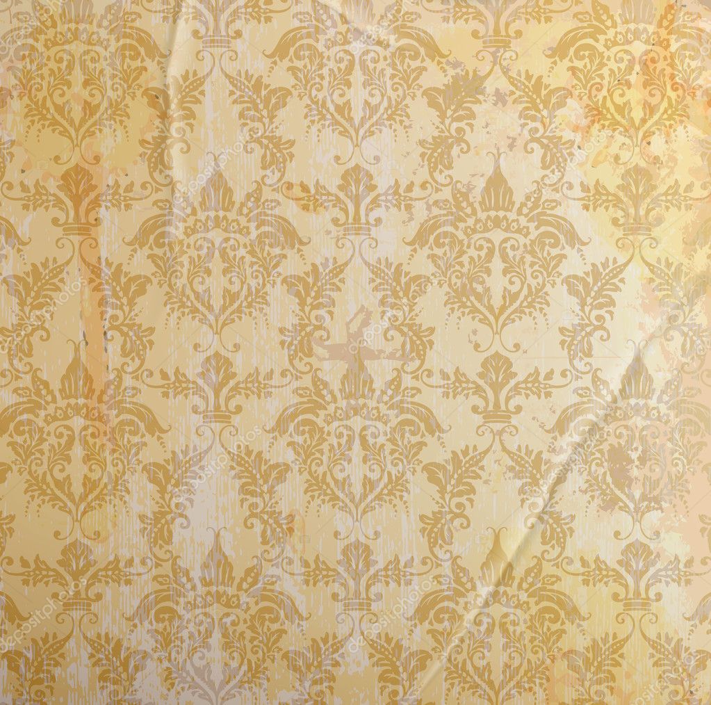 Elegant background with classical wallpaper pattern, slightly grungy ...