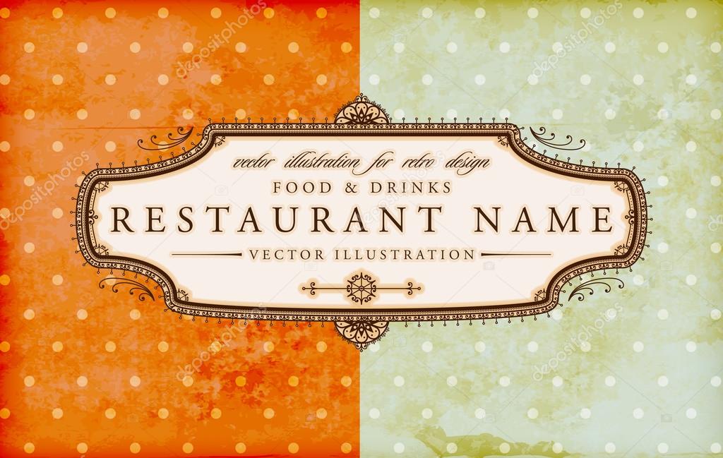 Restaurant vintage label design with retro floral frame for vintage ...