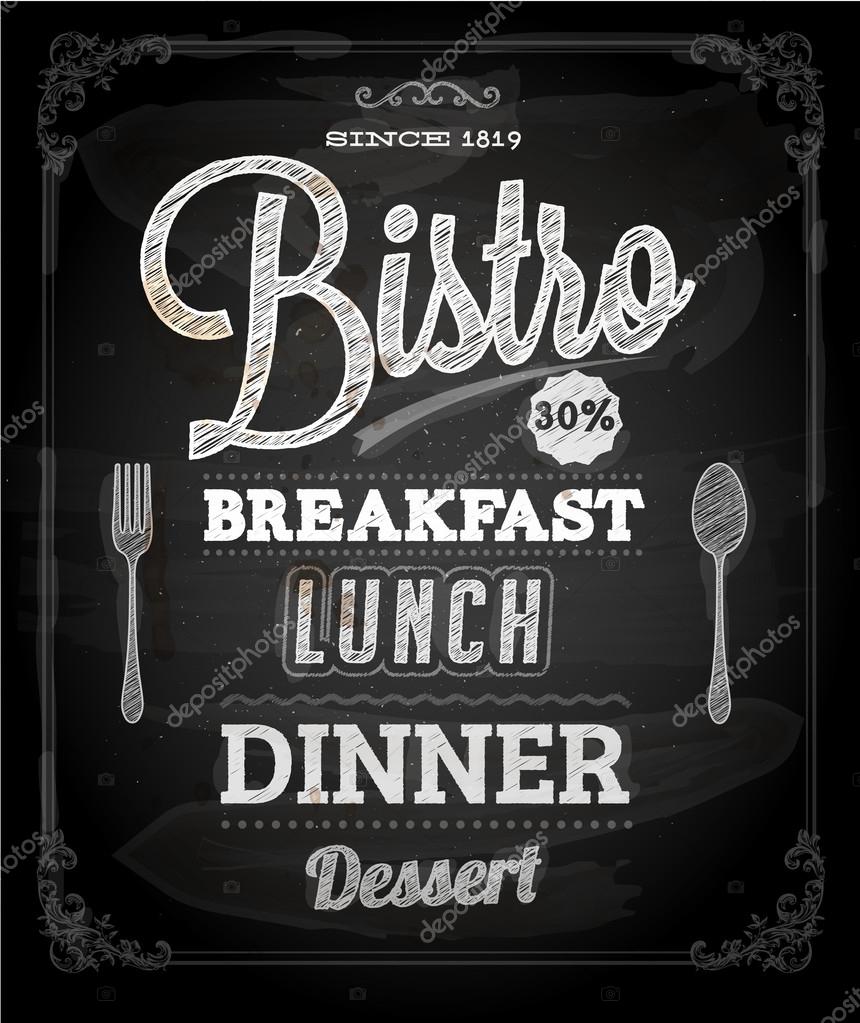 Bistro Chalkboard Poster — Stock Vector © Ozerina #43259359