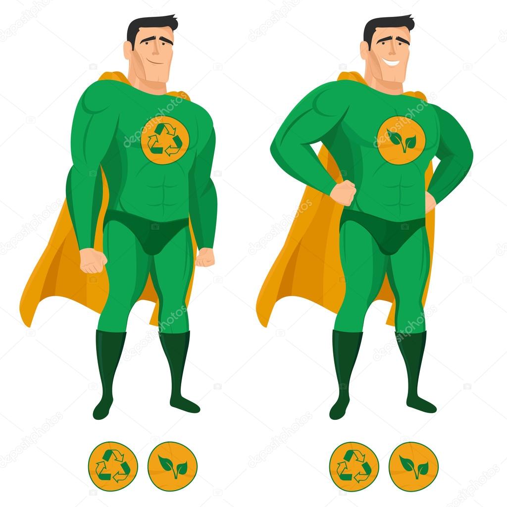 Recycle superhero in green uniform with a cape Stock Vector Image by ...